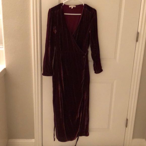 Wayf | Dresses | Wayf Burgundy Velvet Wrap Dress | Poshmark